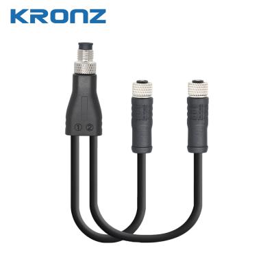 China M12 Y-distributor with Cable Male M8x1 - Female M8x2 for sale