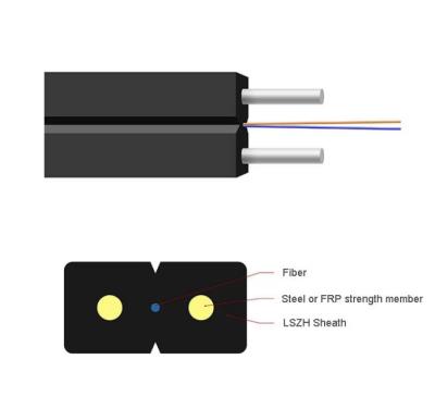 China Aerial Indoor FTTH Drop Cable 1-4 Core GJXH with Steel Reinforcement for sale