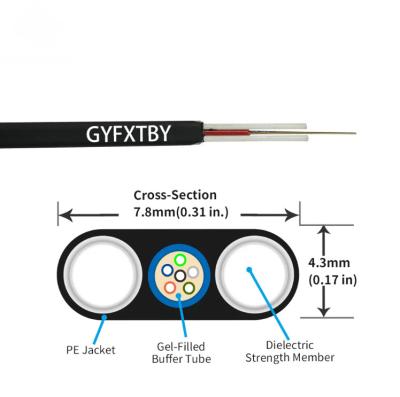 China Outdoor FTTH Drop Cable GYFXTBY 2-12 Core Single Mode Fiber Optic for sale