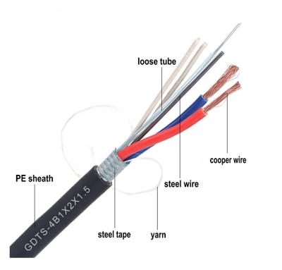 China Single-Mode Composite Fiber Optic Cable 2-Core 8-Core Steel Tape Armored for sale