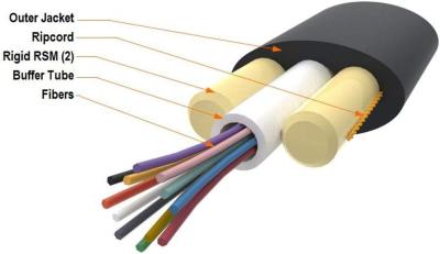 China 12CT Flat Drop Fiber Optic Cable Single Mode Aerial 5000ft Reel for sale