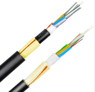 China ADSS Fiber Optic Cable Aerial HDPE G652D 12-48 Fibers 100m Span for sale