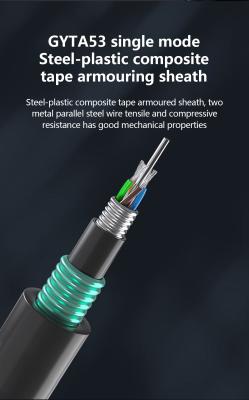 China GYTA53 Direct Buried Fiber Optic Cable 24-72 Cores PE Jacket for sale