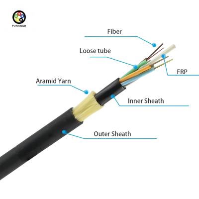 China ADSS Fiber Optic Cable 12-144 Core Single Mode G652D Outdoor Aerial for sale