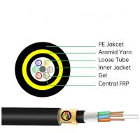 China ADSS Fiber Optic Cable 12 Core Single Mode Black PE Sheath for sale