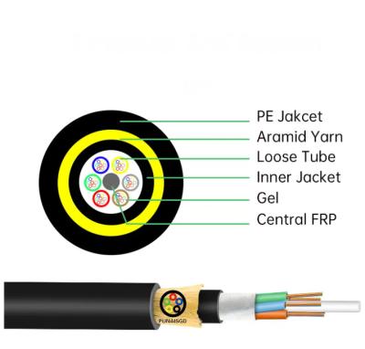 China ADSS Fiber Optic Cable 12 Core Single Mode Black PE Sheath for sale
