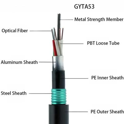 China GYTA53 Direct Buried Fiber Optic Cable 4-144 Core Single Mode G652D for sale