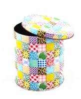 China Christmas Cookie Round Metal Small Round Containers With Lids CMYK Printing for sale