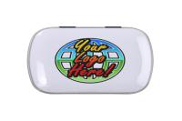 China Custom Logo Printed Metal Tin Box 150g Food Grade Small Oval Candy Tin Box for sale