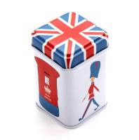China 75x75x119mm Mini Printed Square Tin Box For Coffee And Tea With Embossing for sale