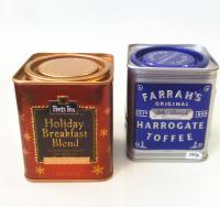 China 78x78x93mm Green Square Tin Box , Tea Tin Canister With Plug In Airtighted Lid for sale