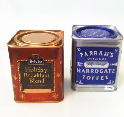 China 78x78x93mm Green Square Tin Box , Tea Tin Canister With Plug In Airtighted Lid for sale