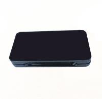 China Black elegant matel tin can /  tin box container with hinged lid and plastic inner mirror for sale