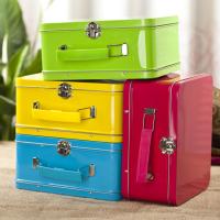 China Antique Lunch Boxes With Plastic Handle , Mini Lunch Box Tins for sale