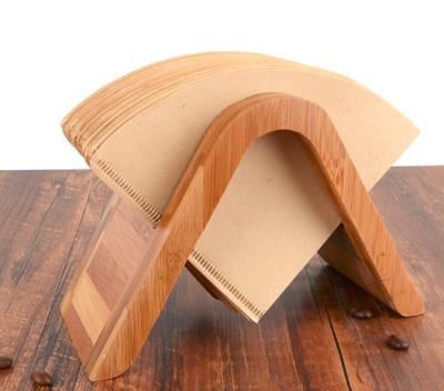 China Eco Friendly Bamboo Display Unit Bamboo Coffee Filter Holder Paper Storage Rack for sale