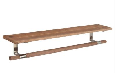 China Wall Mounted Shop Display Fixtures Stainless Steel And Wood Floating Shelves for sale
