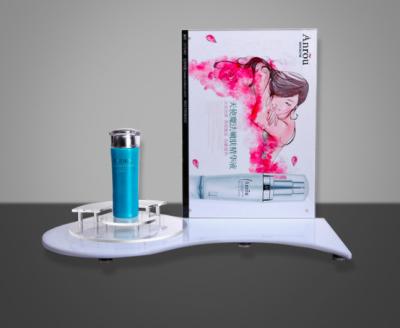 China Elegant Plastic Cosmetic Display Counter With Logo Silk Screen Printed for sale