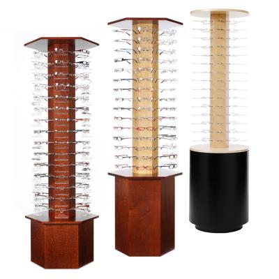 China Customized Wooden Sunglasses Rack , Eyewear Display Stand Floor Standing for sale