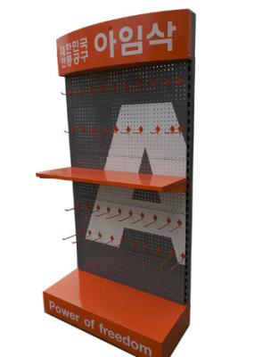 China Custom Made Floor Peg Hook Display Stand / Metal Pegboard Display Rack for sale