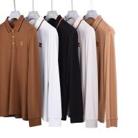 China Anti-Pilling Plain Color Polo Shirt 170g Cotton Custom Logo Men Long Sleeve for sale