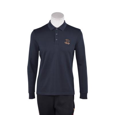 China Men's Long Sleeve Polo Shirt 100% Cotton Business Collar Custom Logo 170-120G for sale