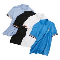China Custom Logo Men Polo Cotton T Shirts 170-120G Performance Short Sleeve Puff Printing for sale