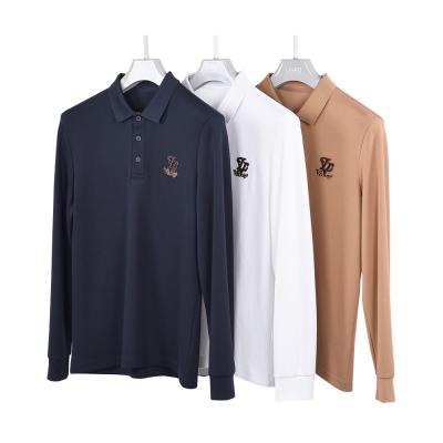 China Custom Logo Men's Polo Shirt 100% Cotton Breathable Anti-Wrinkle Long Sleeve ODM OEM 170-120G for sale