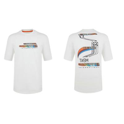 China Custom Logo Embroidery Crewneck Shirt for Men 100% Cotton 250gsm Anti-Wrinkle Breathable for sale