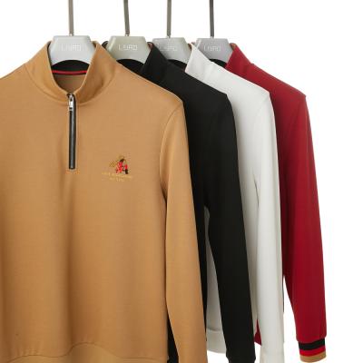 China 100% Cotton Stand Collar Polo Shirt Full Sleeves Zipper Custom Logo 170G for sale