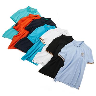 China Custom Logo Men's Short Sleeve Polo Shirt 100% Cotton 170-120G Anti-Wrinkle Breathable for sale