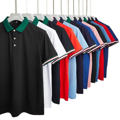 China Men's 100% Cotton Short Sleeve Polo Shirt 230G Custom Logo Embroidered Casual Breathable Anti-wrinkle for sale