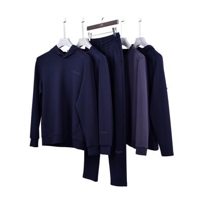 China Custom Dark Blue Anti-Static Sweatshirt & Sweatpants Set for Men - 170-120g Fabric Weight with ODM/OEM Options for sale