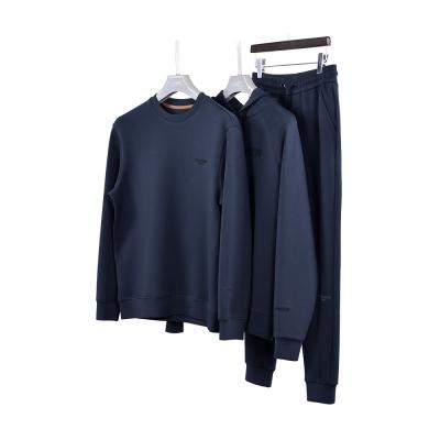 China Men's Winter Fleece Sportswear Set - 170-120g Fabric Weight Dark Blue Jogger & Hoodie ODM/OEM for sale