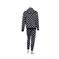 China Men's 100% Cotton Checkerboard Hoodie and Track Pants Set 280-320G Terry Jogger Sport Streetwear for sale
