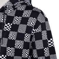 China Men's 100% Cotton Checkerboard Hoodie and Track Pants Set 280-320G Terry Jogger Sport Streetwear for sale