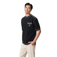 China Custom Logo Heavyweight 100% Cotton Black O-Neck T-Shirt for Men 170-120G for sale