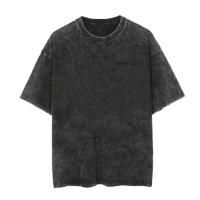 China Custom Hip Hop Puff Print Cotton T Shirt 170g Acid Washed Vintage Crew Neck Men for sale