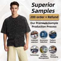 China Custom Hip Hop Puff Print Cotton T Shirt 170g Acid Washed Vintage Crew Neck Men for sale