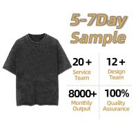 China Custom Hip Hop Puff Print Cotton T Shirt 170g Acid Washed Vintage Crew Neck Men for sale