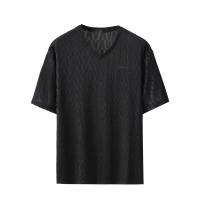 China Men's Plaid Ice Silk Short Sleeve T-Shirt 170-230G Cotton Custom Logo ODM for sale