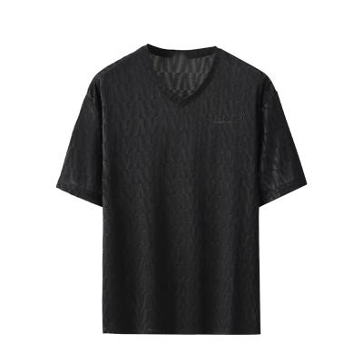 China Men's Plaid Ice Silk Short Sleeve T-Shirt 170-230G Cotton Custom Logo ODM for sale