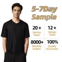 China Men's Plaid Ice Silk Short Sleeve T-Shirt 170-230G Cotton Custom Logo ODM for sale