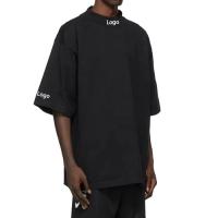 China Custom Embroidery Oversized Plain Black Mock Neck T Shirt for Men 170-230G Cotton for sale