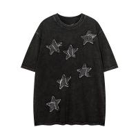 China Custom Vintage Crew Neck Tshirt 170-230G Acid Washed Embroidery Patches Men Streetwear for sale