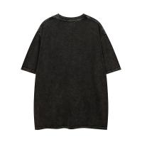 China Custom Vintage Crew Neck Tshirt 170-230G Acid Washed Embroidery Patches Men Streetwear for sale