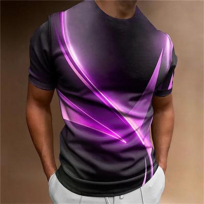 China Men's 3D Digital Printed Quick Dry Running T-Shirt Polo Collar Short Sleeves 170-220G Knitted Fabric for sale
