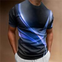 China Men's 3D Digital Printed Quick Dry Running T-Shirt Polo Collar Short Sleeves 170-220G Knitted Fabric for sale