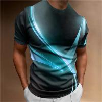 China Men's 3D Digital Printed Quick Dry Running T-Shirt Polo Collar Short Sleeves 170-220G Knitted Fabric for sale