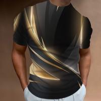 China Men's 3D Digital Printed Quick Dry Running T-Shirt Polo Collar Short Sleeves 170-220G Knitted Fabric for sale