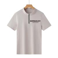 China Men's Athletic Quarter Zip Pullover Short Sleeve Quick Dry Gym Shirt 170-280G Fabric for sale